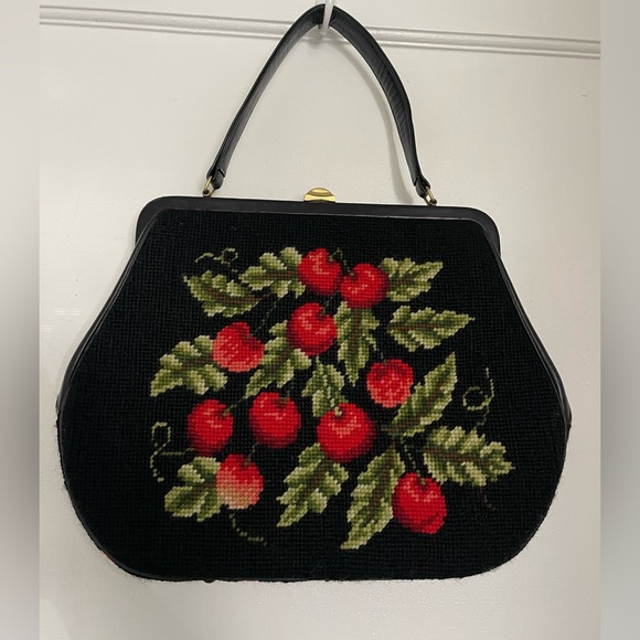 Vintage | Bags | Vintage 5s Pert California Cherry Needle Point Bag ...